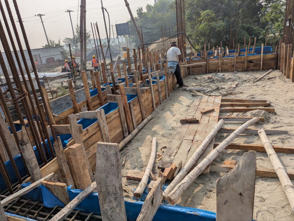 Grade Beam re-bar fabrication works going on at "Nipobon Nakshatra ...
